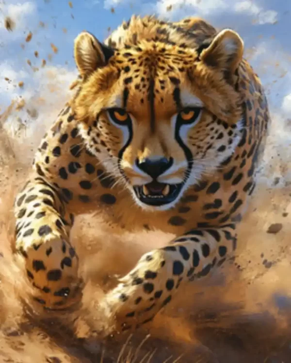 DDP0440 Cheetah Charge - Diamond-Dot Painting®